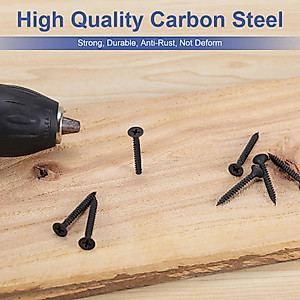 FARRAY #6 Drywall Screws, 150pcs Phillips Wood Screws Assortment Kit, Carbon Steel Black Self Tapping Screws, Screw Set for Drywall Sheetrock, Furniture