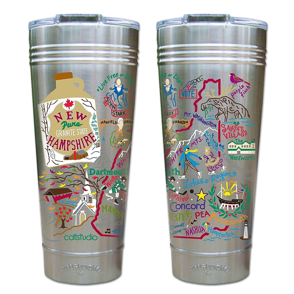 Catstudio New Hampshire Thermal Tumbler | Triple Wall Insulation With Non Slip Bottom | Great Travel Cup for Water, Coffee, Tea, or Smoothies