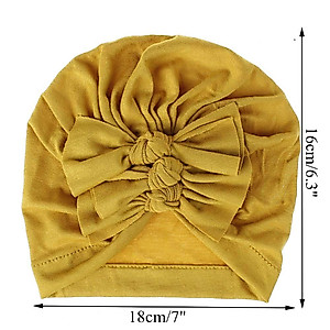 inSowni 8 Pack Solid Nursery Hospital Turban Hat Cap Beanie Bonnet with Knot Bow for Baby Girls Toddlers Newborns Infants