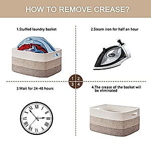 OIAHOMY Large Blanket Basket, Rectangle Woven Baskets for Storage, Nursery Cotton Rope Basket Living Room, Toy Basket For Organizing, Large Baskets With Handle-22”x17”x12”-Gradient Yellow