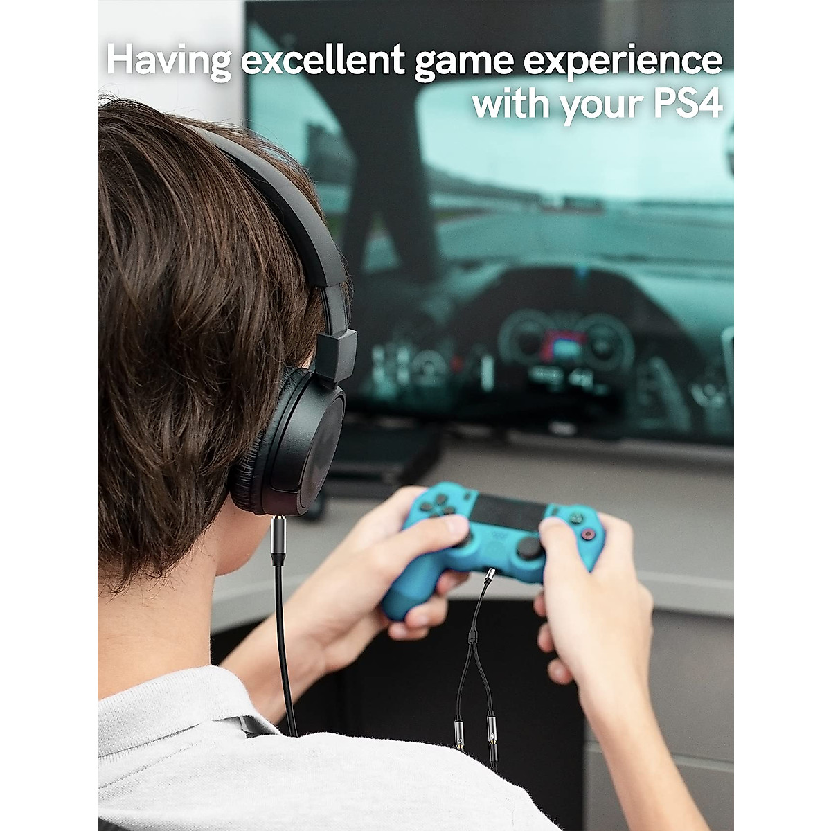 VIOY Mic Headphone Splitter, 3.5 mm Audio Headset Y Splitter Cable TRRS Male to 2 Female Separate Jack for PC Gaming Headset, PS4, Xbox One, Laptops, Tablet, Smartphone…