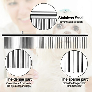 Lamoutor 7Pcs Pet Flea Comb Fine Tooth Comb and Pet Stainless Steel Combs for Dogs Cats Pet