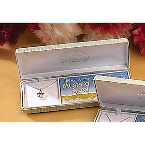 Dicksons The Mustard Seed Open Cross Pendant 18-20 inch Silver Plated Necklace in Jewelry Box with Sentiment Card