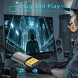 Toptrend Mini Displayport Cable 12ft, 8K DP [Display Port] Cable 1.4 Supports to 8K 60Hz,4K 144Hz,1080p 240Hz,HBR3,32.4Gbps,HDR,HDCP 2.2,G-sync and Freesync on The Gaming Monitor,HDTV,Laptop,etc