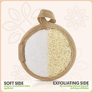 Almooni Natural Loofah Exfoliating Facial Scrubber, Made with Natural Egyptian Shower Loofah Sponge, Bath Shower Loofah Sponge for Women and Men, for Face That Gets You Clean - 6 Count (1 Pack)