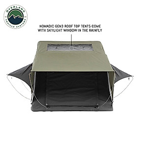 OVS Nomadic 4 Extended Roof Top Tent - Dark Gray Base with Green Rain Fly & Black Cover
