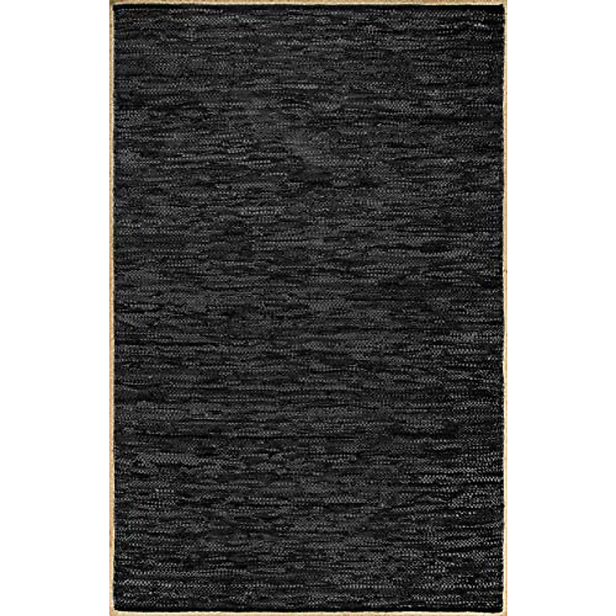 nuLOOM Koda Solid Leather Flatweave Area Rug, 3' x 5', Black
