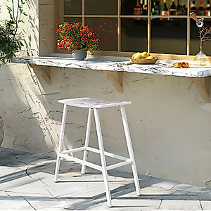 OYODHPDU Bar Stools Set of 2- Wicker Counter Bar Height Stools- 26" Backless Outdoor Bar Stools- Bar Stools for Kitchen Island, Modern Bar stools with Metal Legs- White,2 pcs