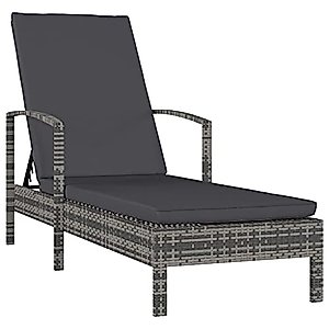 MBFLUUML Outdoor Lounge Chair, Sun Lounger with armrests Polyethylene Rattan Grey, Suitable for Outdoor situations Such as terraces, Poolside, Backyard, etc.