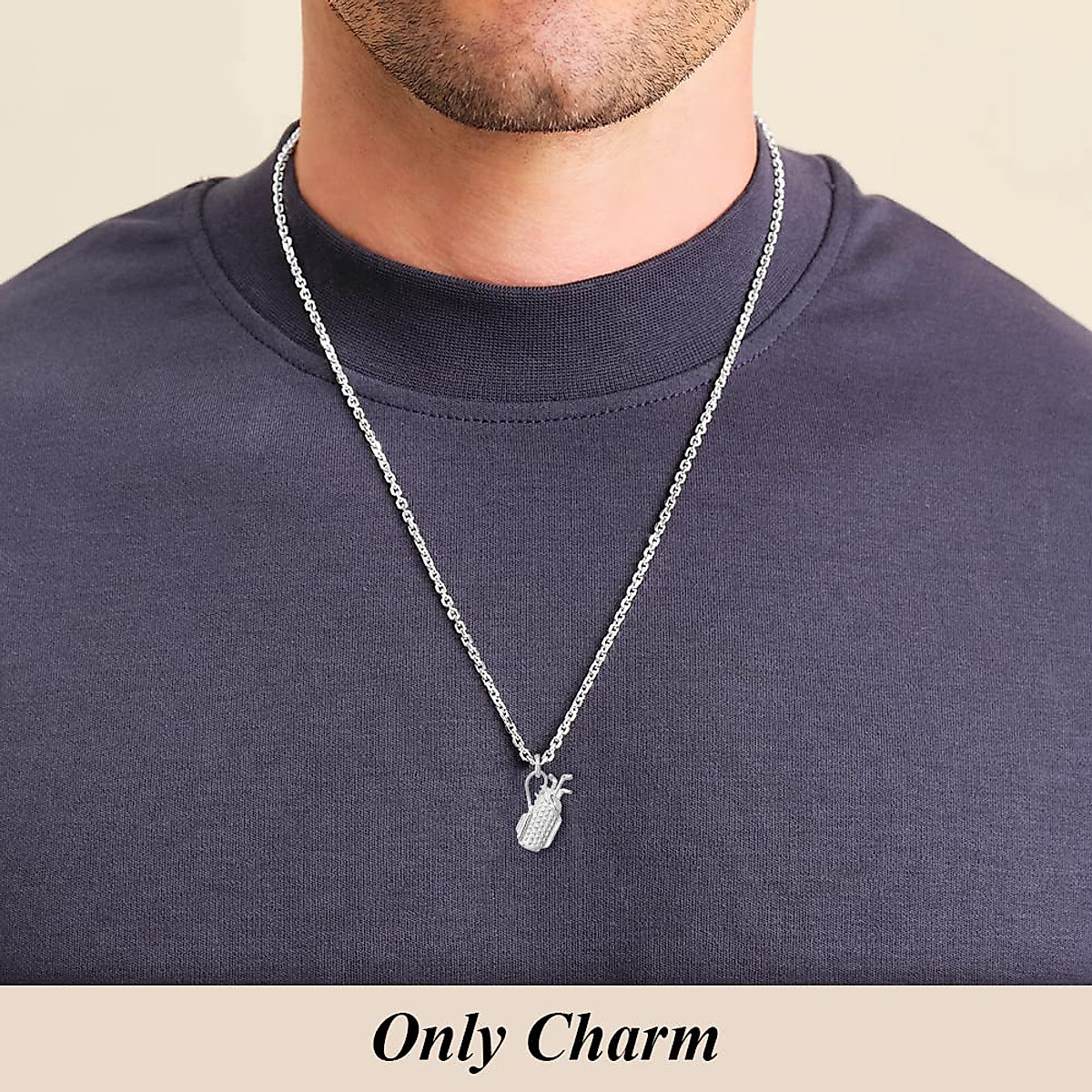 Auriga Fine Jewelry Sterling Silver Golf Bag Charm Pendant (L- 22 mm, W- 13 mm) Gift for Women