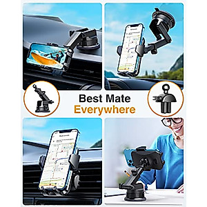 [2023 Upgraded] VANMASS Car Dashboard Phone Holder Mount [Super Suction Cup] Compatible for iPhone 13 Pro Max 12 11 X Xr Xs 8 7 Plus Mini Se Universal Cell Phone Windshield Vent Handsfree Cradle,Black