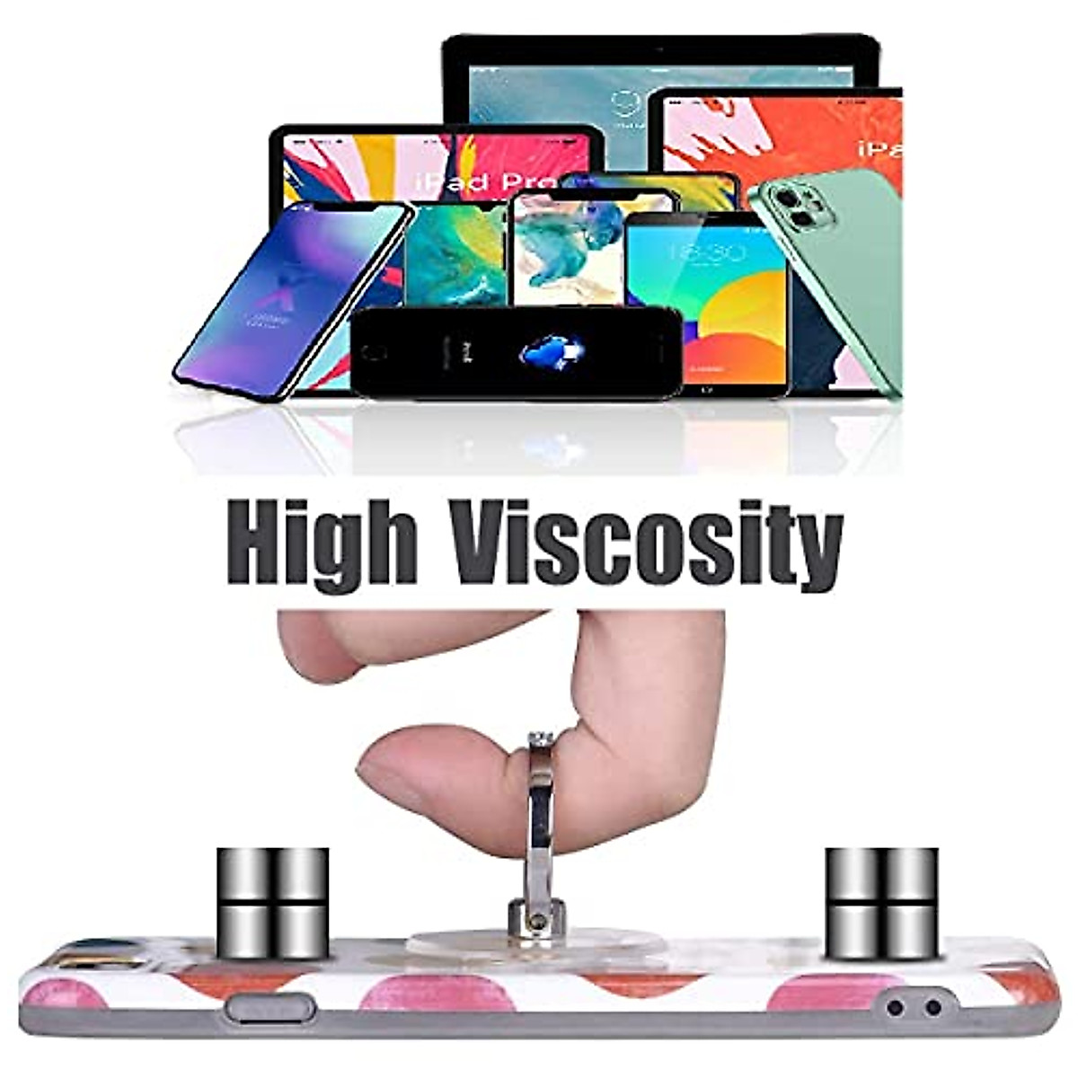 anzyzz Cell Phone Ring Holder Stand, Transparent Phone Ring Holder Finger Kickstand 360° Rotation Phone Ring Finger Grip Compatible with All Smartphones(Silver&Rose Gold Diamond)