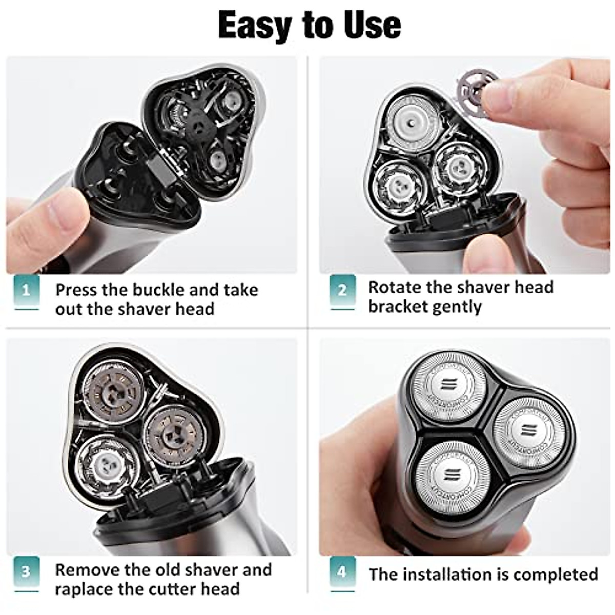 Centtechi Replacement Shaver Heads for Philips Aquatouch, 6Pcs Shaver Replacement Heads for Men Compatible with Series 1000, 2000, 3000, 5000, 6000 and Model AT8xx/AT7xx/PT8xx/PT7xx with Pointed Blade