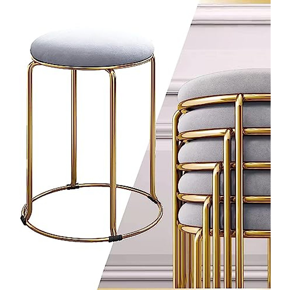 Technology cloth Bar Stool Backless Bar Stools Counter Stools Vanity Stools salon backless bar stools Round Stool Stackable Round Chairs Dining Chairs Set of 5 Pack,for Dinning,Kitchen,salon,Semina.