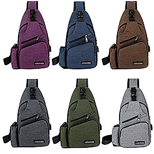 Peicees Sling Bag for Men Women Shoulder Bag Daypack with Bottle Holder