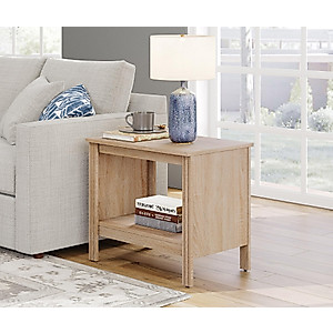 WAMPAT Nightstand Set of 2, Small Square End Tables for Living Room, 2-Tier Kids Bedside Table with Storage and Open Wood Shelf, 20 Inch Modern Side Table for Bedroom,Office,Oak