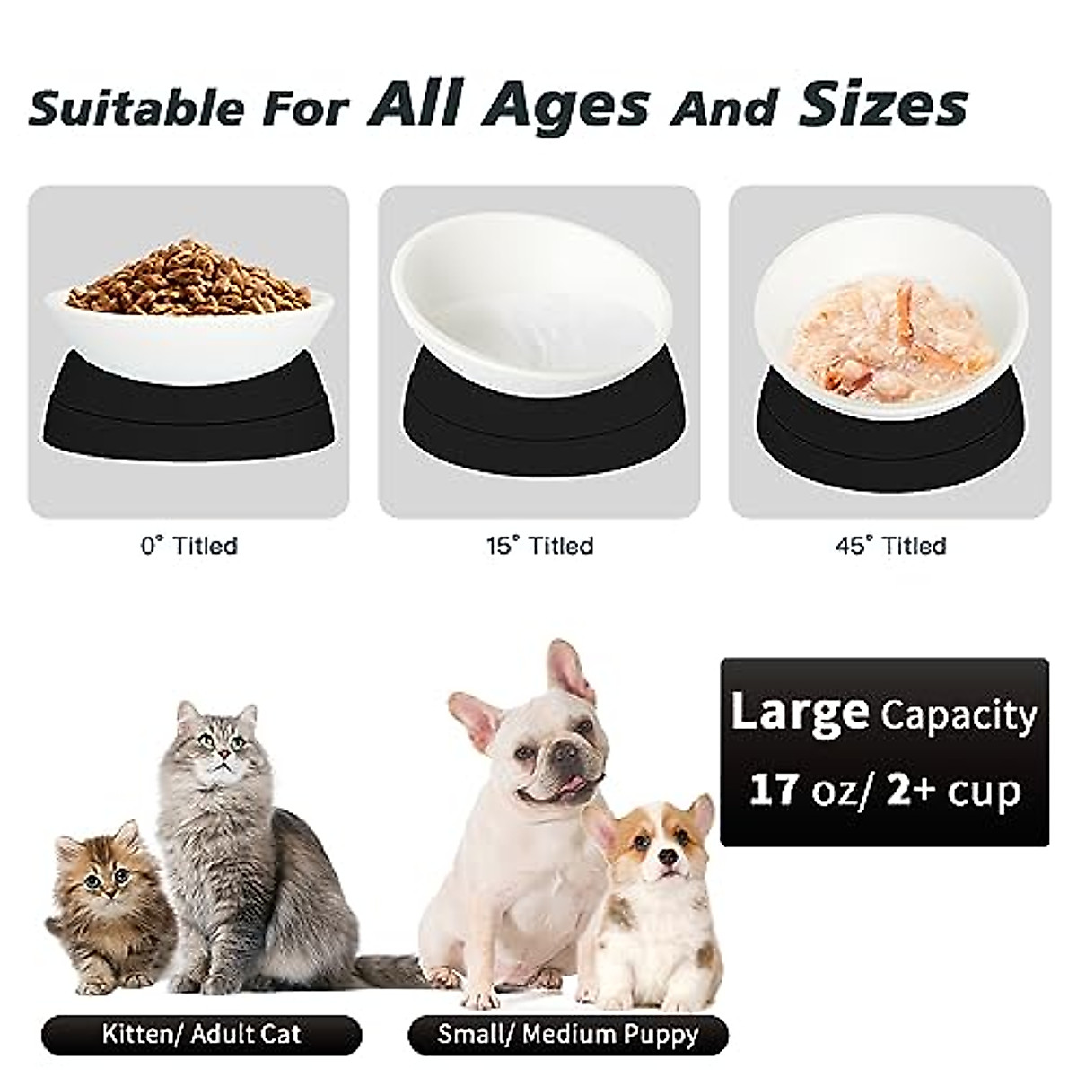 Hi, Ravitat Cat Bowls Elevated Cat Food Bowl Adjustable Cat Dish Anti-Slip and Anti-Noise Raised Cat Bowl Protecting Pet’s Spine Thickened Plastic Bowl Suitable for Indoor Cats, 17 Oz