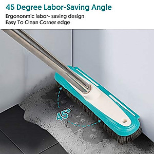 MEXERRIS Scrub Brush with Floor Scrubber Deck Brush Long Handle Combo Cleaning Kits, Stiff Bristles Durable Scrubbing Grout Brushes for Carpet Bathroom, Shower, Sink, Bathtub, Tile, Kitchen Surface