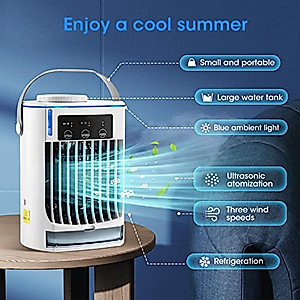 Aire Acondicionado Portatil Para Cuarto - 4 in 1 Desk Spray Fan - Ac Unit Portable 3-speed, 3 Mist Modes - Personal Air Conditioner for Personal Use