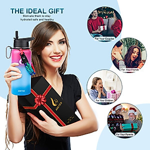 AMITER 32oz Insulated Water Bottle, Gifts for Women, Mom, Men, Dad, Teen Girls, Friends, Coworkers, Husband, Wife, Boyfriend, Sister, Aunt