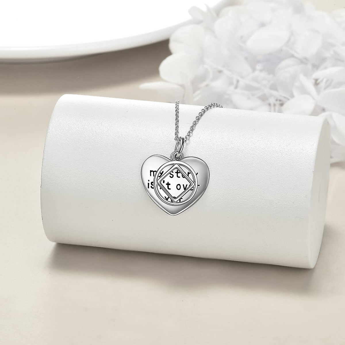 YAFEINI NA Gift Necklace Sterling Silver Narcotics Anonymous Recovery Symbol Necklace NA Sobriety Pendant Jewelry for Women Gift