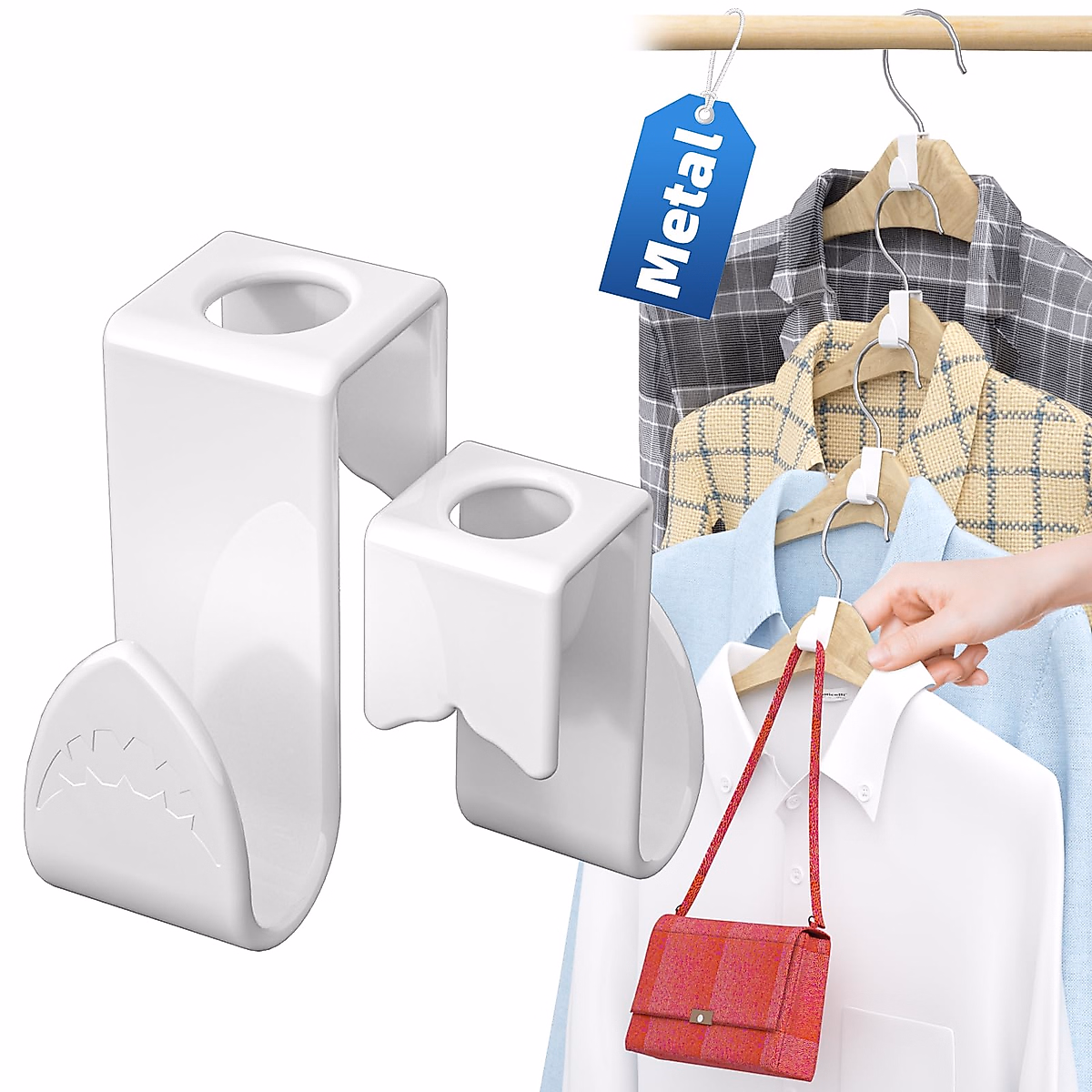 EastLink 18 Pcs Space Saving Hanger Hooks, Metal Heavy Duty Clothes Hanger Connector Hooks, Shark Shape Closet Space Saver, Free Up to 3X More Space, Fit Most Types of Clothes Hangers