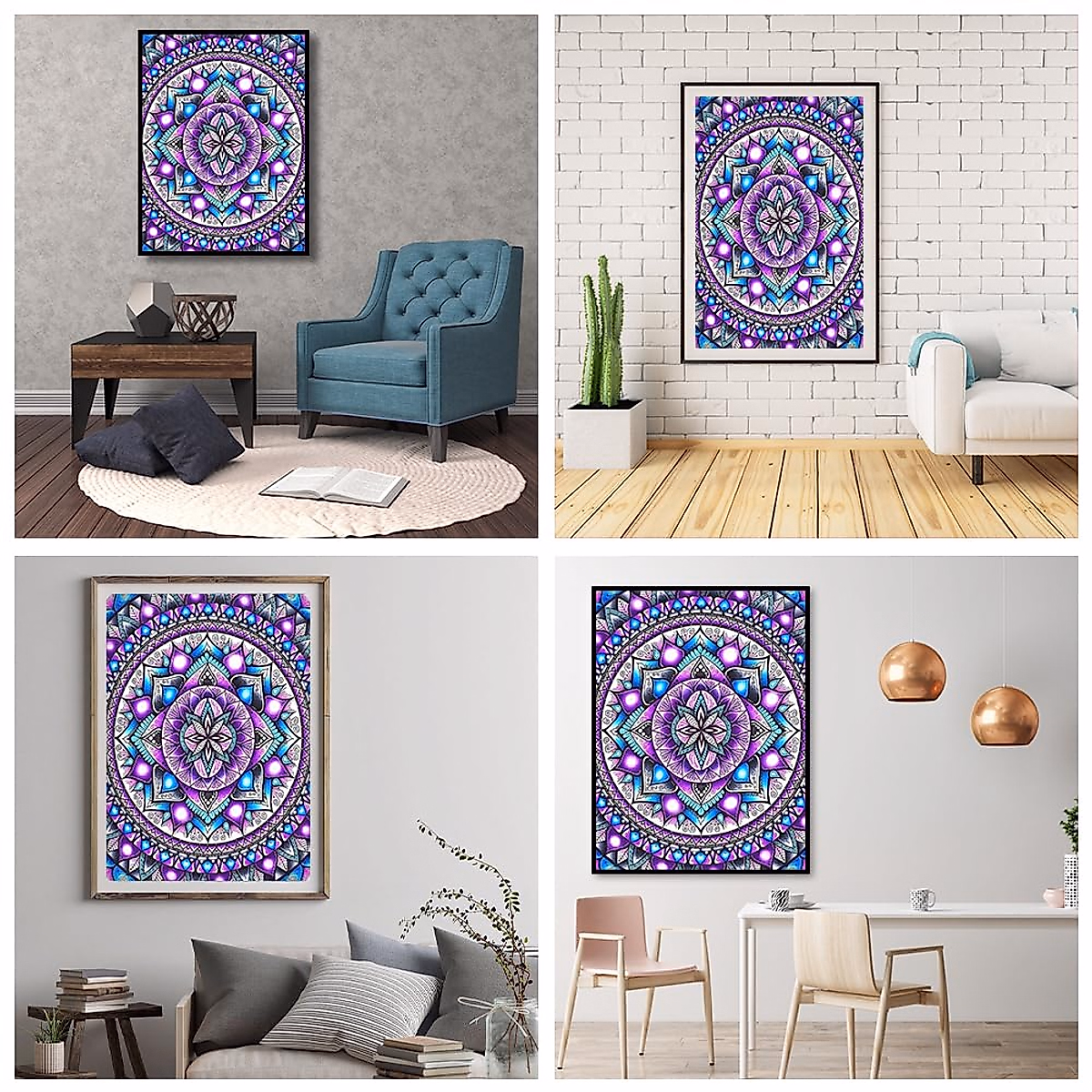 JFYHAB Mandala Diamond Painting Kits for Adults,5D Rhinestone Diamond Art Kits for Adults Kids Beginner,DIY Flowers Round Full Drill Diamond Painting Kit Arts Craft for Home Wall Decor 12X16inch