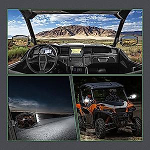 UTV Side View Mirrors, Nibright Ranger Side Mirrors Aluminum w/LED Lights Compatible with Polaris Ranger General, Can Am Defender Maverick Trail, Work with Pro-Fit Cab