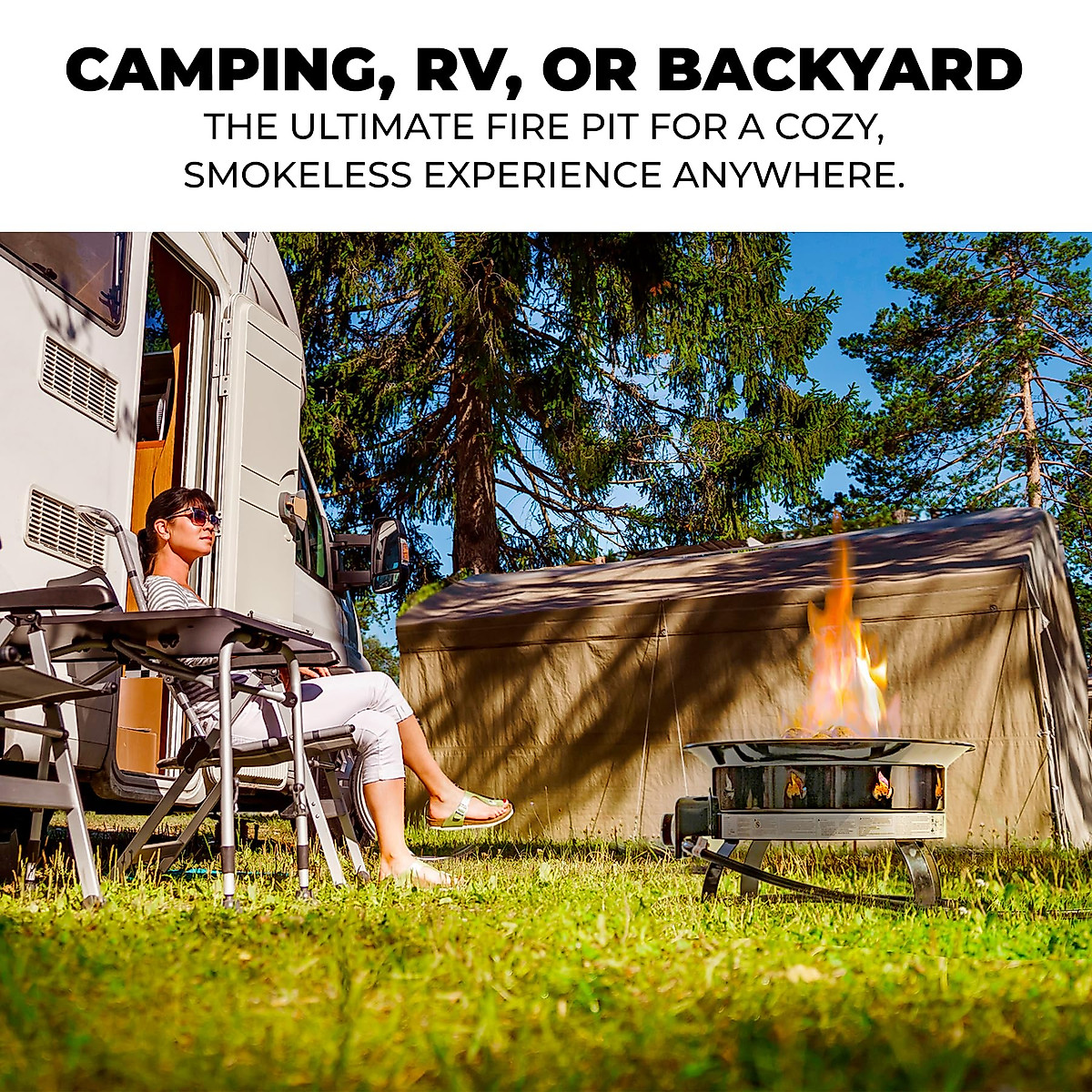 Outland Living Portable Propane Fire Pit, 19-inch, 58,000 BTU Smokeless Gas Firebowl | Perfect for Camping, Patio, Backyard, Tailgating, Deck, RV| Black 823 Standard