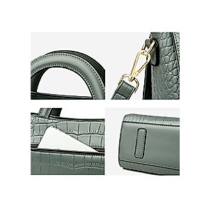 SMALLBLUER Women Crocodile Pattern Handbag Commuter Shoulder Bag Crossbody Bags-Black