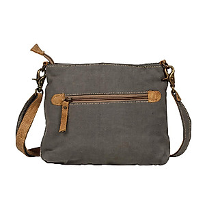 Myra Bag La Farine Upcycled Canvas & Leather Small Crossbody Bag S-1247 Brown