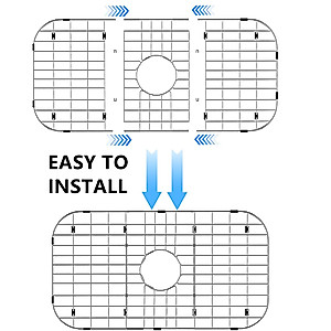 MIYUPTC Kitchen Sink Grates Bottom Grid for Kitchen Sink, Stainless Steel Metal Sink Bottom Grid Sink Protector Grid Center Drain Hole, Sink Grate (26"Lx14"W)