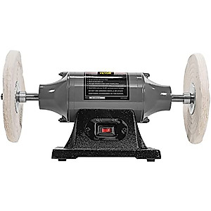 VEVOR Bench Buffer Polisher, 8 inch Buffing Machine 370W Motor with 3600 RPM, Heavy Duty Benchtop Lathe Polishing Machine for Jewelry, Wood, Silver, Amber, Metal, Jade