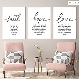 Faith Hope and Love Bible Verses 3 Piece Canvas Wall Art Decor Serenity Prayer Wall Art or Living Room Large Size Christian Art Religious Quotes Wall Decor Unframed Love Wall Art Prints 16x24inchx3