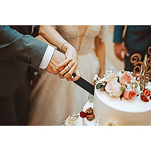 House & Cubby Cake Knife and Server Set - Black Cake Cutting Set for Anniversary, Engagement, Birthday Parties - Elegant Wedding Cake Knife & Cake Serving Set - Black Wedding Knife