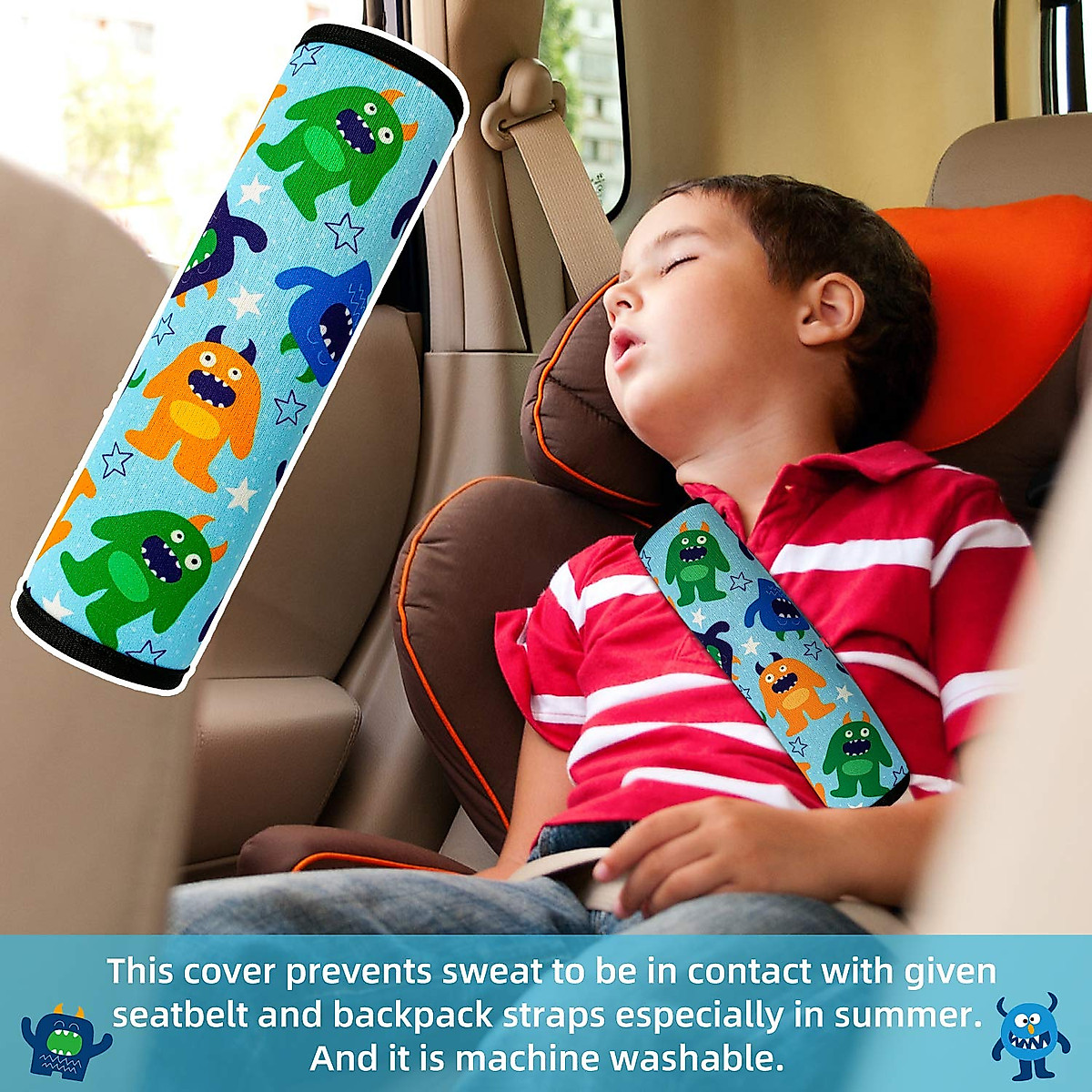 Car Seat Straps Shoulder Pad for Kids, Seat Belt Pad, Seat Belt Cover for Kids, Kids’ Seatbelt Padding, Soft Comfort Seat Belt Cushion, Shoulder Strap Pad, Car Accessories for Boys, One Piece