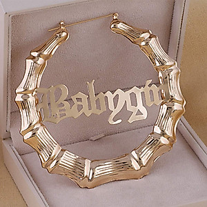 Bamboo Hoop Earrings Bamboo Earrings for Women 90s Large Bamboo Hoop Earrings Geometric Big Circle Studs Earrings Fashion Party Jewelry (Gold BG)