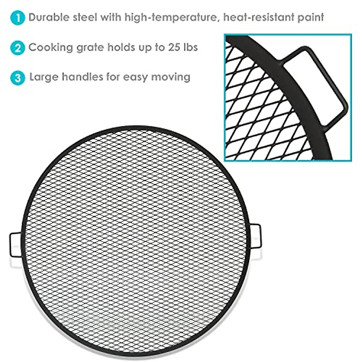 Sunnydaze Decor Fire Pit Cooking Grill, X-Marks BBQ Grate,Black,40 Inch