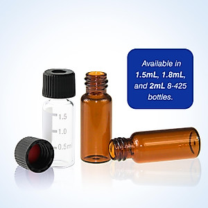 ALWSCI HPLC LC 8-425 Screw Thread Vial Caps, 8 mm, PTFE/Silicone Septa, Black, Polypropylene, 100 pcs/pk