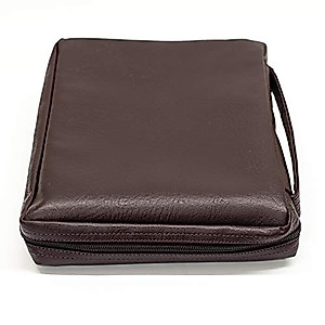 Burgundy Embossed Cross with Front Pocket Leather Look Bible Cover with Handle, X-Large