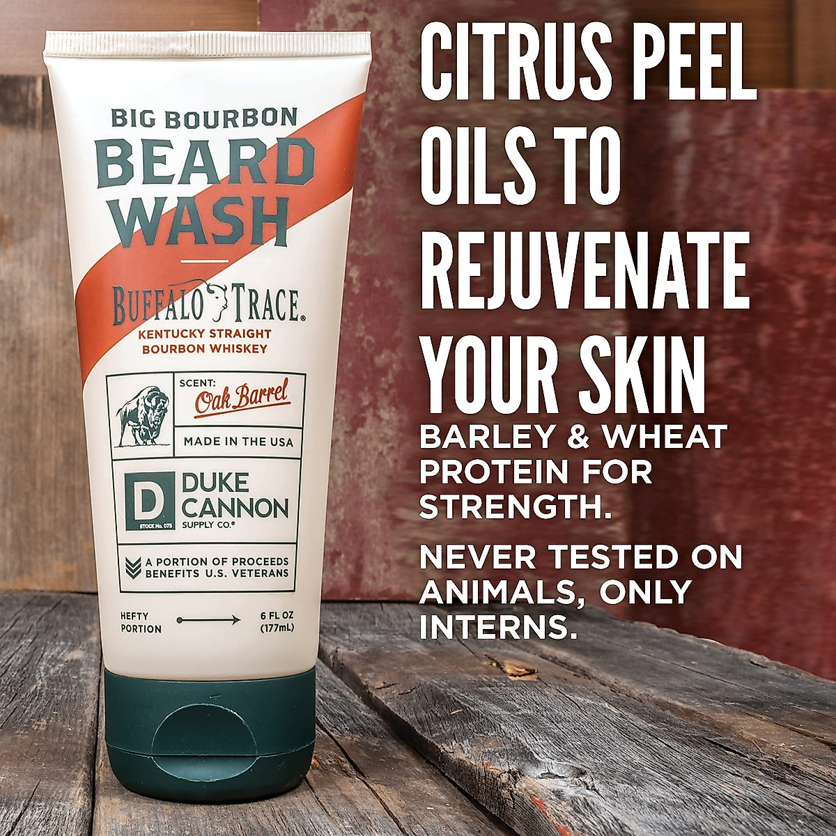 Duke Cannon Supply Co. Big Bourbon Beard Wash, 6 Fl Oz, Oak Barrel Scent - Made with Plant-Based Ingredients to Strengthen, Rejuvenate, Soften and Condition