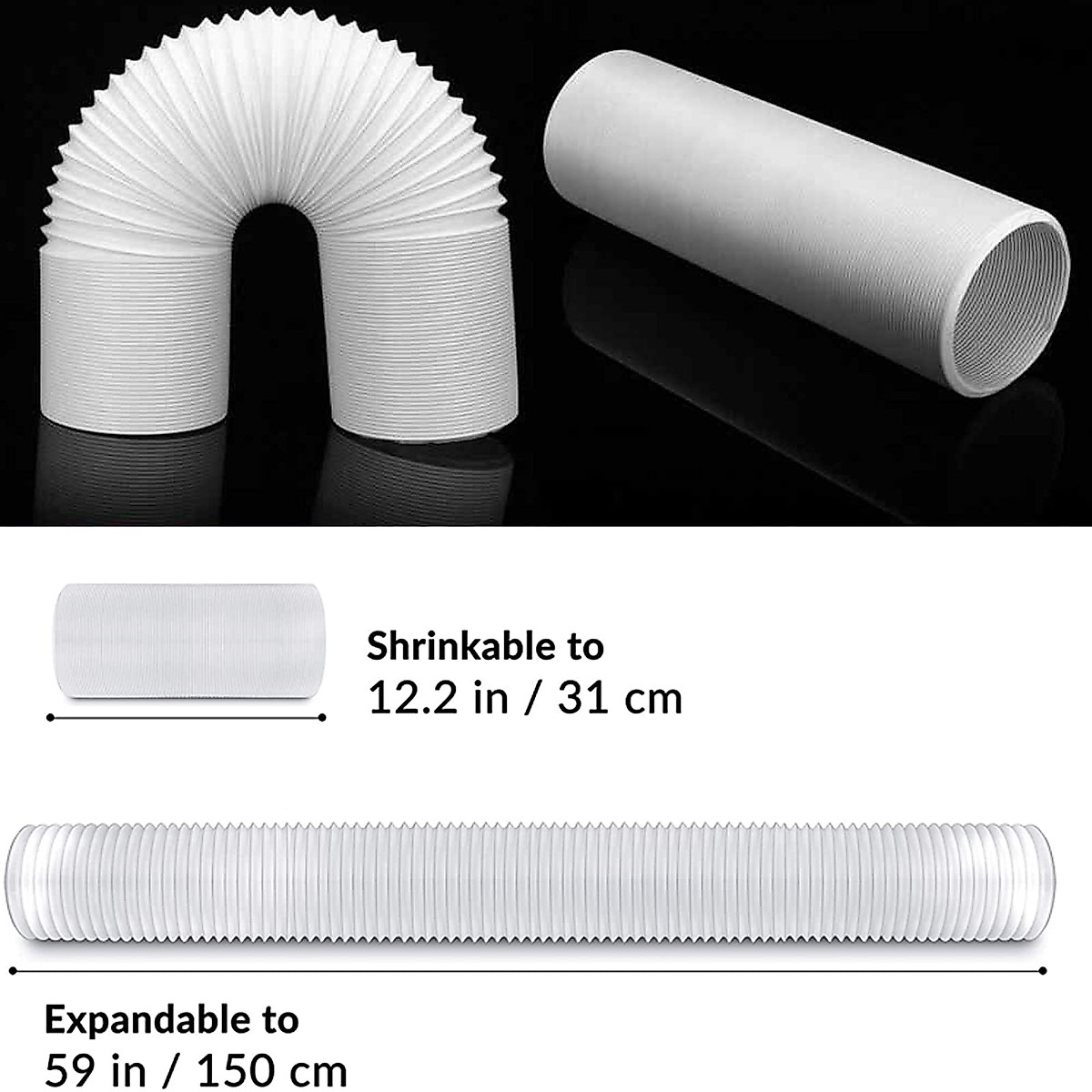 Portable AC Hose 5.9" Diameter Portable Exhaust Vent for Portable Air Conditioners, Suitable for 5.9"/6" Exhaust Hose Adaptor, Length up to 59" (5.9"Dia- Exhaust Hose)