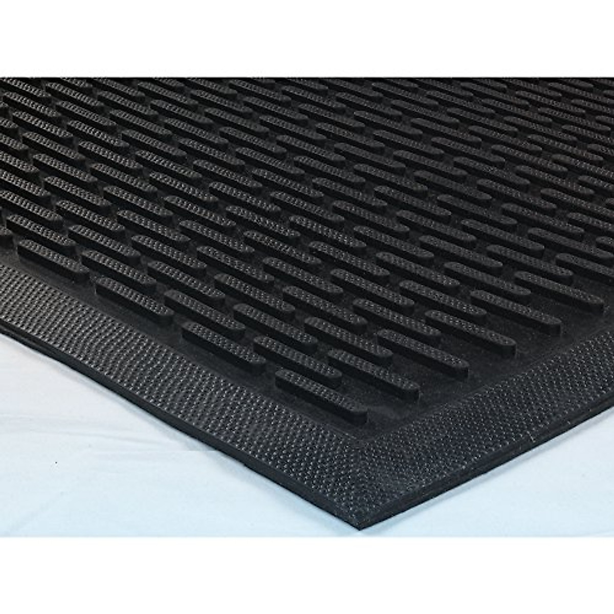 Indoor/Outdoor Hose-Wash Ribbed Design Non-Slip Rubber 2x3 Modern Entryway Mat for Entryway, Patio, Backyard, Garage, 24" x 36", Black Ribbed