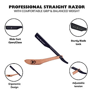 Professional Straight Razor for Men, Barber Straight Edge Razor Kit with 10 Double- Edge Straight Razor Blades, Straight Razor Shaving Kit Stainless Steel