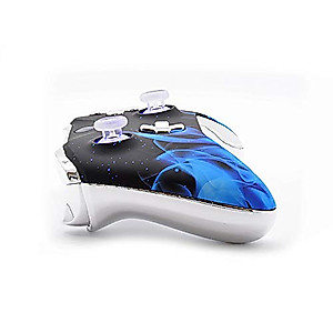 "Chromium Blue Fire" UN-MODDED Custom Controller compatible with Xbox One S Unique Design (with 3.5 Jack)