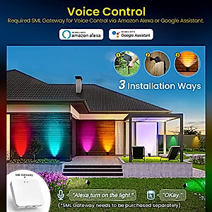 YARBO 12W Smart Low Voltage Landscape Lights(Base Kit)with 120W Transformer, APP Control Landscape Lighting,Color Changing RGBW Spot Lights Outdoor (ETL Listed), Work with Alexa (Required SML Gateway)