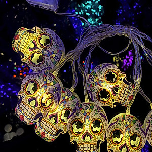 Uonlytech 1pc String Halloween Skull String Lights Halloween Decorations Lights Xmas Party Light Led Cute Lights Indoor Lights for Decoration Festival Night Light Battery Light Pumpkin