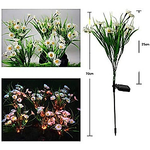 AMZSTAR Solar Lawn Light Flower Light 2 Pack 28LED Daisy Solar Garden Light,Outdoor Decoration Stake Lights,Waterproof Solar Landscape Light Statue lamp Garden Stakes Decorative,Lawn (White)