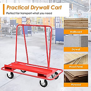 Goplus Drywall Sheet Cart, Heavy Duty Panel Dolly Cart with 4 Swivel Wheels, Handling Wall Panel, Sheetrock, Wood Panel, Rolling Dolly for Garage, Home, Warehouse