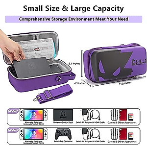 Portable Carrying Case Compatible with Nintendo Switch/Switch OLED - Built-in Stand and Removable Shoulder Strap Design Fit Switch Console, AC Charger Adapter, Switch Dock/Pro Controller Accessories